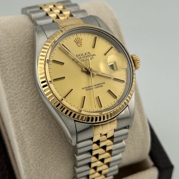 Rolex Datejust 16013 36mm Champagne Dial 18k Yellow Gold Stainless ...
