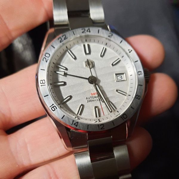 SAN MARTIN SN0129-G GMT Automatic Desert Texture / Silver Gray Dial ...