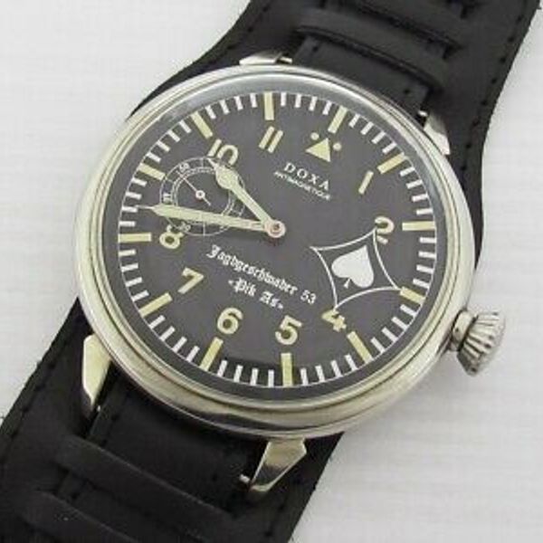 Doxa Aviator Pik As Jagdgeschwader 53 Luftwaffe WWII Vintage Swiss Men ...