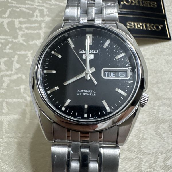 Seiko 5 Classic Men's SNK361 Automatic Black Dial Stainless Steel Watch ...