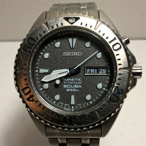 Vintage Seiko SBBW049 5M43-0B70 Grey Ghost Titanium Kinetic Quartz ...