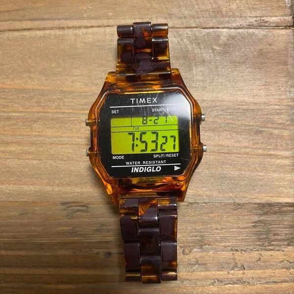 Timex Beams Tortoise shell Digital Watch Rare Preowned | WatchCharts Marketplace