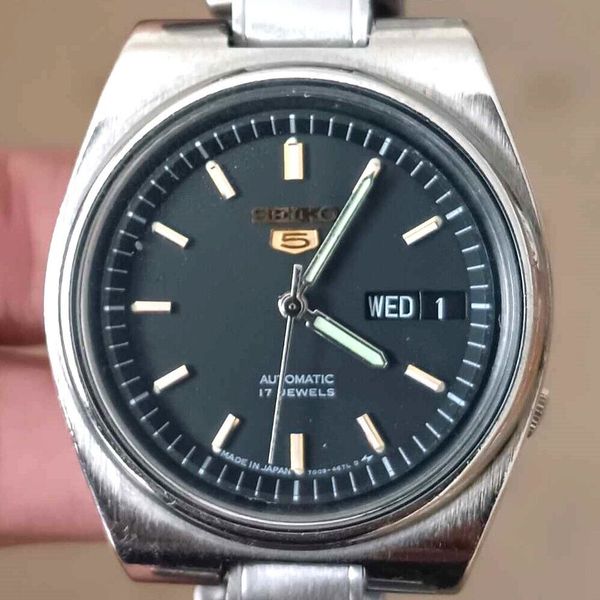 Vintage Seiko 5 automatic 17 jewels vintage 7009 Black dial day date men | WatchCharts Marketplace
