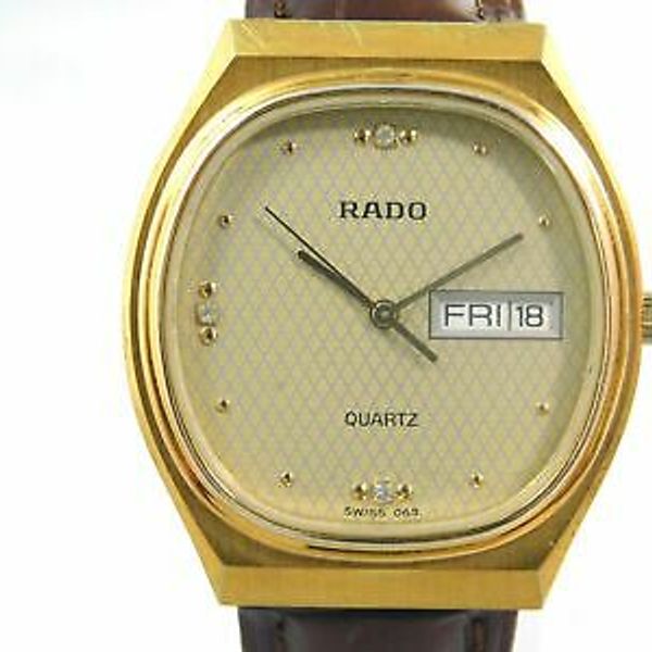 RADO 114.4004.2G Day-Date GOLD MEN'S VINTAGE WATCH SWISS MADE QUARTZ ...