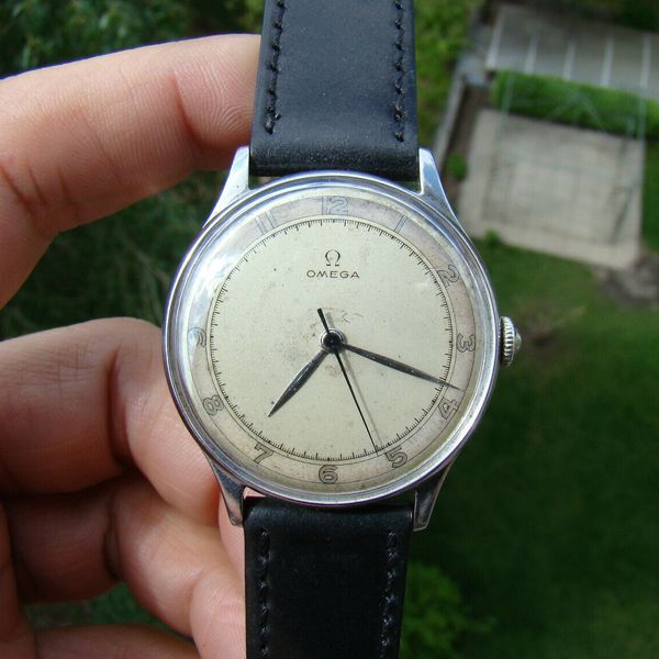 Vintage Omega Steel Watch 1940’s Ref 2324/8 Two Tone Bicolor Dial ...