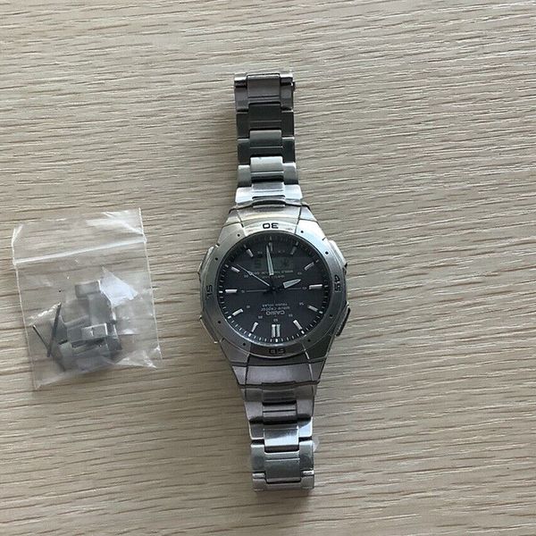 Casio Wave Ceptor Tough Solar Watch Men 40mm Silver Tone Black WVA-470 ...