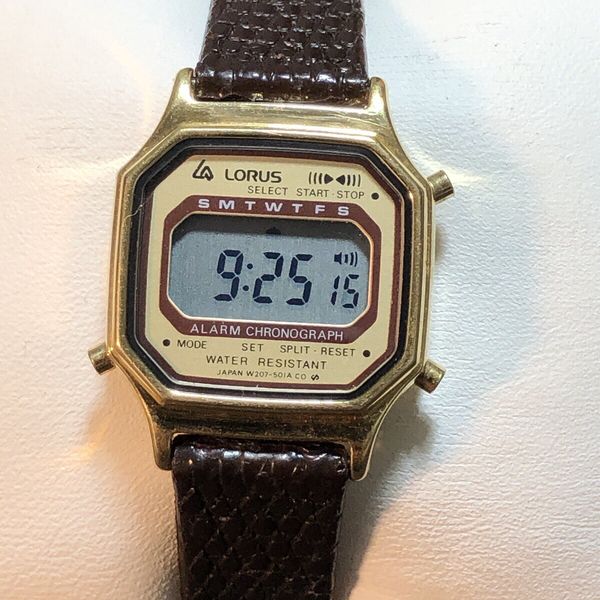 Vintage Lorus By Seiko Womenâ s Digital Watch Gold Tone Octagon,Chrono ...