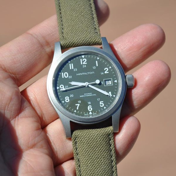 SOLD★★★★ Hamilton Khaki Handwind (38mm, Green Dial, ref# H69419363 ...