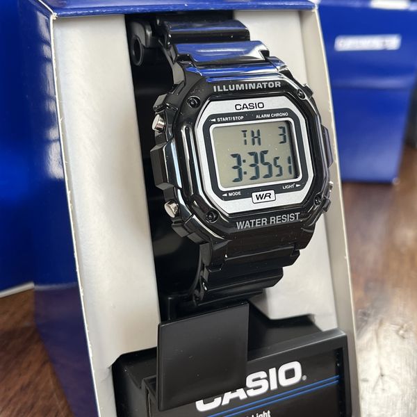 CASIO Unisex Glossy Black Illuminator Digital Chronograph Watch F108WH ...