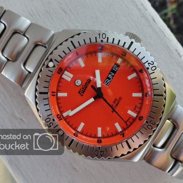 SOLD: Tutima DI 300 Titanium Diver, Orange Dial on Bracelet, Reduced to ...