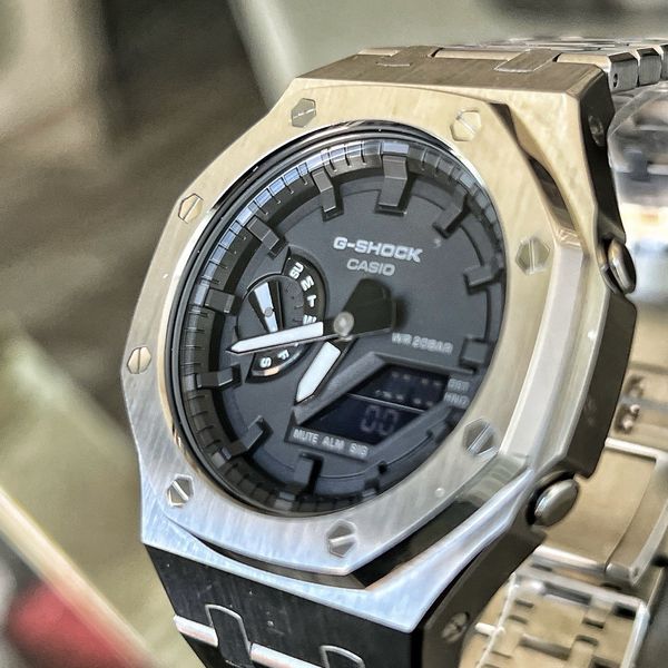 Silver Custom Casio G-Shock GA2100 Mod Watch Casioak | WatchCharts ...