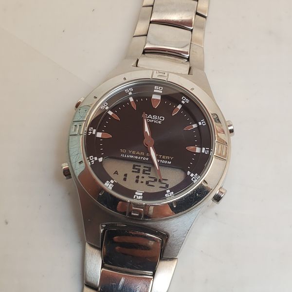 CASIO EDIFICE EFA-110 ANA-DIGI TELEMEMO WORLD TIME WATCH NEW BATTERY ...