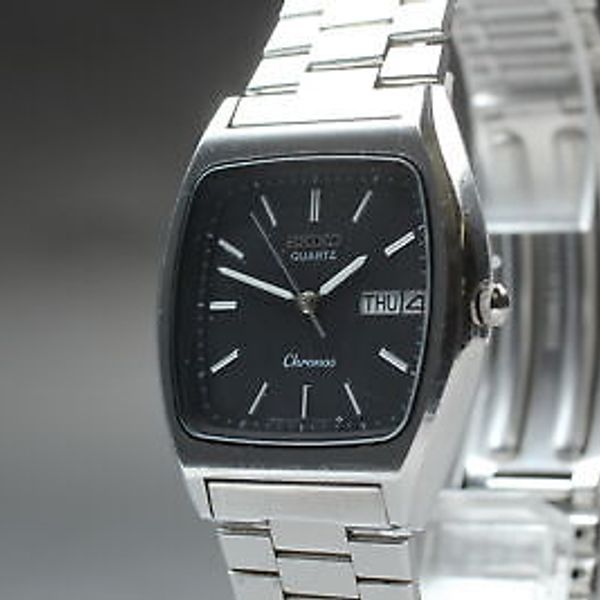 Vintage 1985 [Exc+4] Seiko Chronos 8123-524A Black Dial Quartz Mens ...