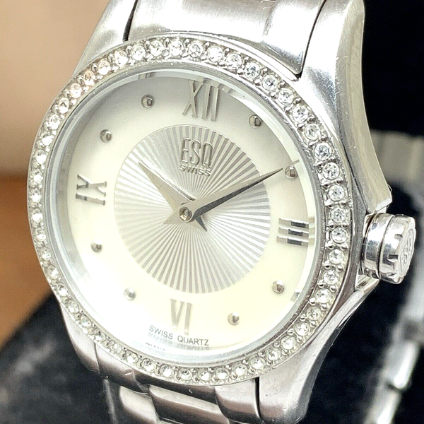 ESQ by Movado Women's Watch Swiss Quartz Gemmed Silver Dial Stainless ...