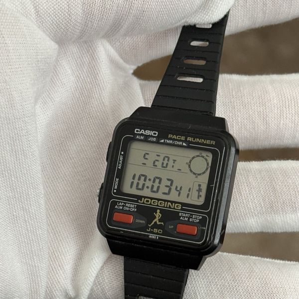 Rare Vintage Casio Digital Jogging Watch J-50 Pace Runner Module 208 ...