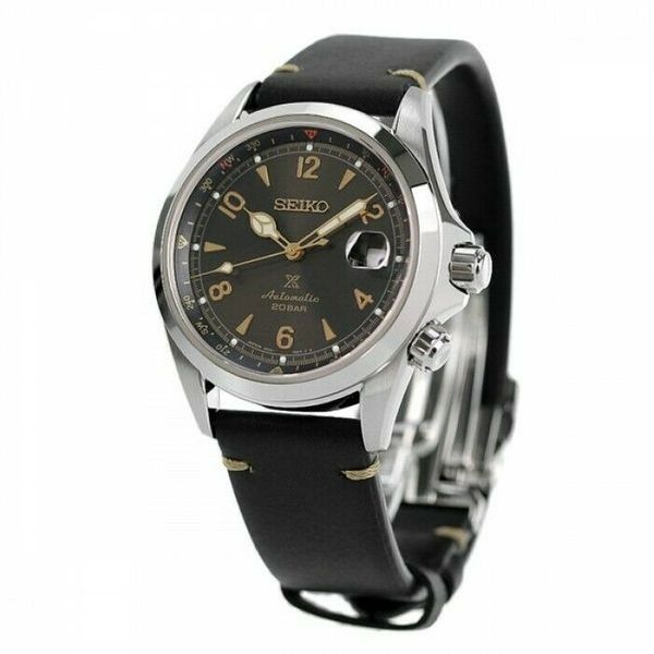 New Seiko Alpinist Brown Dial Stainless Leather Strap Men's Watch ...