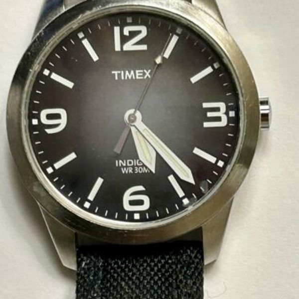 Timex Watch Indiglo Mens WR 30M Easy Reader, Black Dial And Strap ...