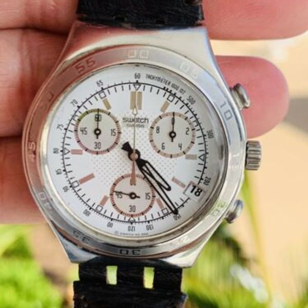 Swatch Watch 2004 Chronograph Tachymeter Irony Stainless, New Battery!! | WatchCharts
