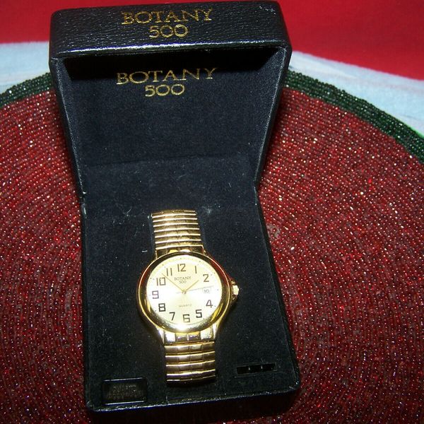 Men's Gold Tone Botany 500 Watch, with Date. Japan movement fits 8 inch ...