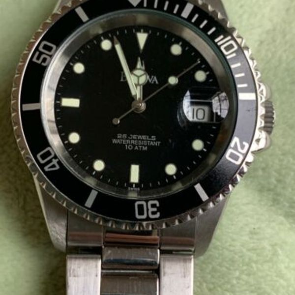 Vintage Bulova Automatic Submariner Style Mens Diver Watch 40 mm ETA ...