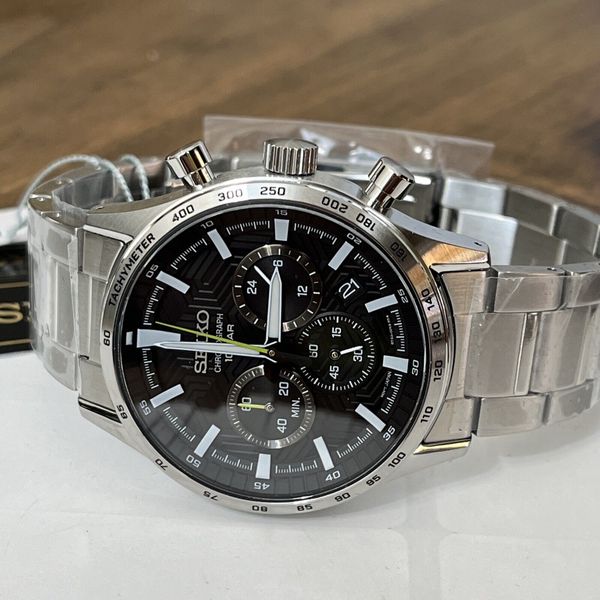 SEIKO Stainless Steel ESSENTIALS 43 mm Chronograph Men's Watch SSB413 ...