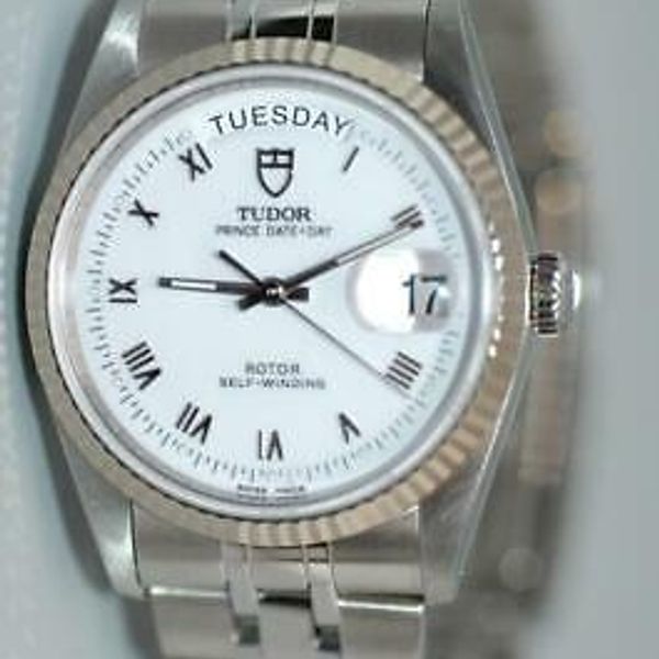 TUDOR PRINCE DATE-DAY 18K GOLD BEZEL WATCH ref. 76214 Daydate w box ...