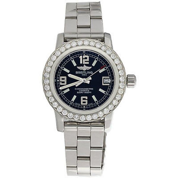 Ladies Breitling Colt 33mm Custom Diamond Watch Ref. # A77387 Black ...