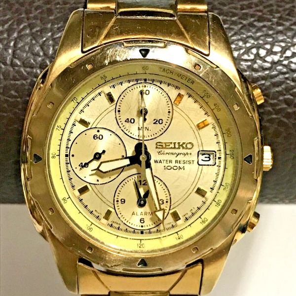 Vintage Seiko Chronograph Tachymeter Alarm Date Japan Men's Dress Watch ...