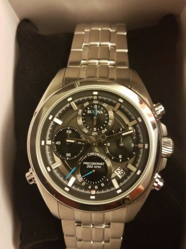 Bulova Precisionist Men's 96B260 Chronograph Quartz Gray Dial 44.5mm ...