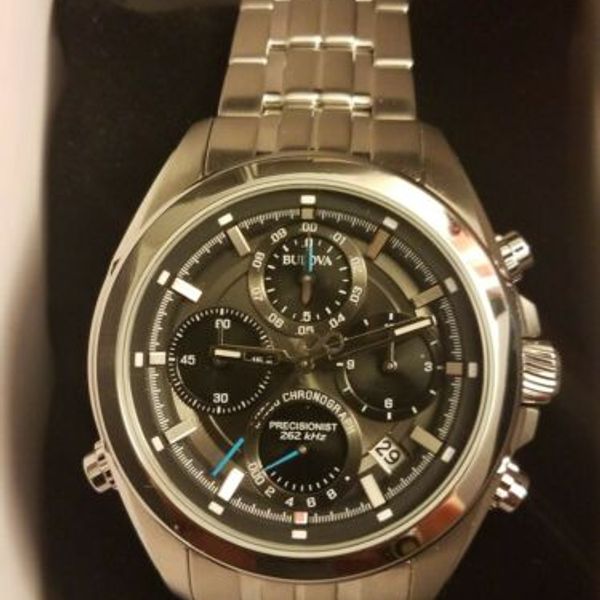 Bulova Precisionist Men's 96B260 Chronograph Quartz Gray Dial 44.5mm ...