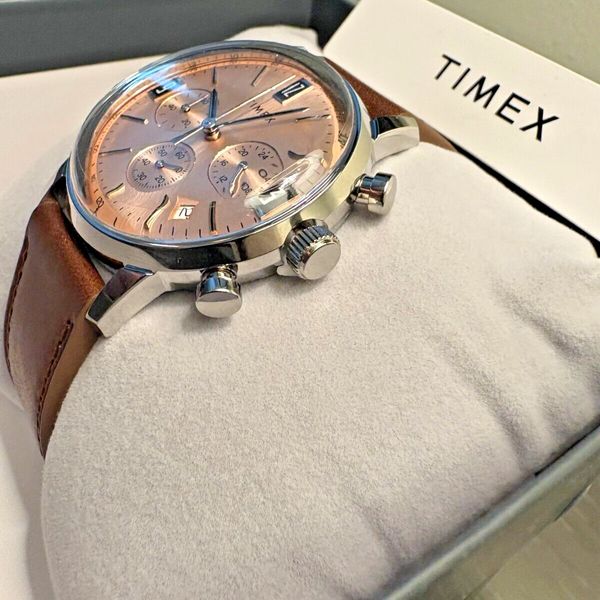 Timex Marlin Chronograph Quartz Rose Gold Dial Men's Watch *NWT ...