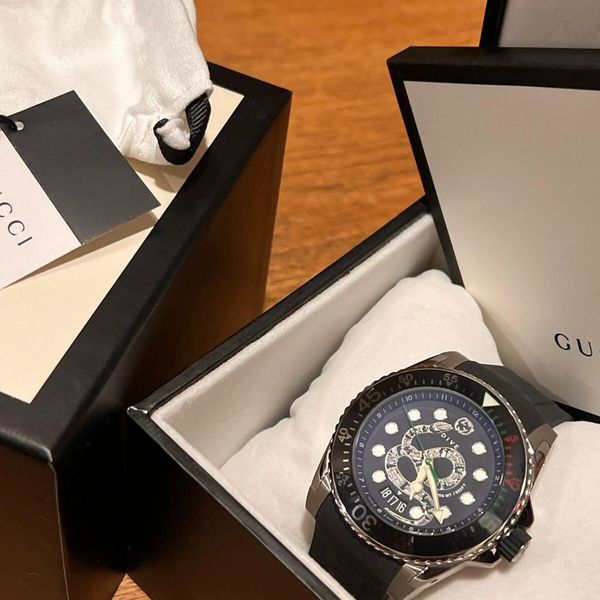Gucci Snake Dive Watch 45mm Stainless Steel Case Black rubber strap ...
