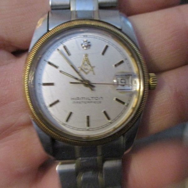 Vintage Hamilton Masterpiece Men's Wristwatch Masonic Service Award ...