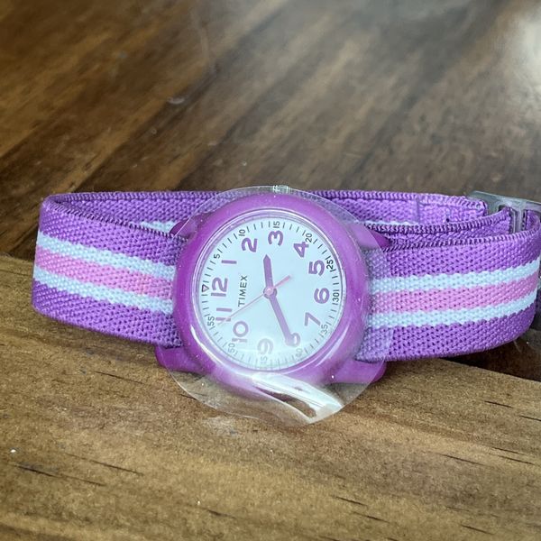 TIMEX TIME MACHINES TIME TEACHER Purple/Pink Nylon 29mm Girls Watch ...