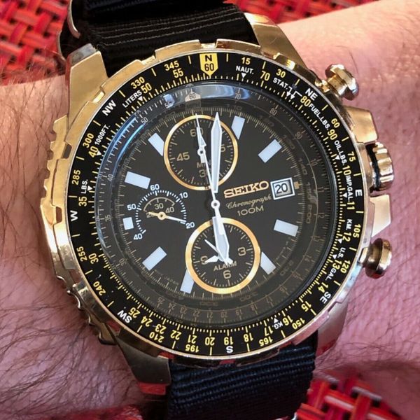 Seiko Flightmaster 7t62-0jr0 Chronograph Watch NEW CRYSTAL / BAND, RARE ...
