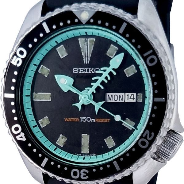 Custom MOD Vintage SEIKO diver "Fishbone" Set Genuine 6309 dial, case ...