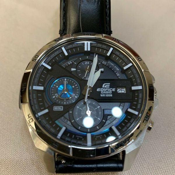 Casio Edifice Used Mens Watch 5434 5451, black leather strap, with ...