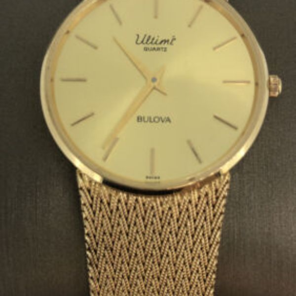 VIntage 14k Solid Yellow Gold Bulova ULTIME Mesh Band Watch ...