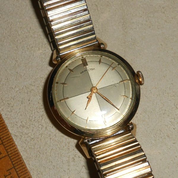 Vtg 1950's HAMILTON Rodney : 735 18j 10K GF Case : Two Tone Dial ...