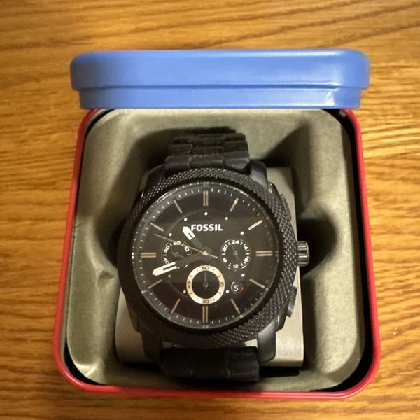 Fossil Machine Watch FS-4487 Mens Chronograph Date 45mm Case Black ...