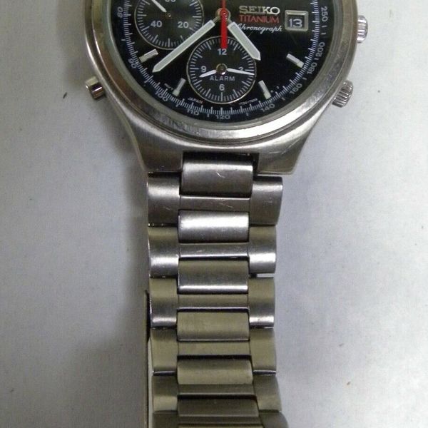 Vintage Seiko 7T32-7E68 Men's Titanium Alarm Chronograph Watch ...