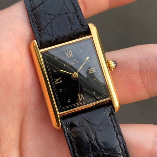 [Box] Cartier Tank Men’s Must de Cartier Black Art Deco Dial With ...
