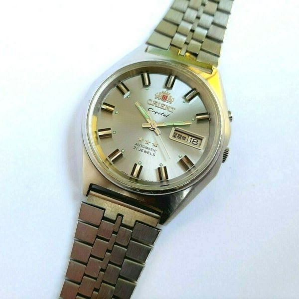 Vintage ORIENT CRYSTAL TRI-STAR men's watch JAPAN made 1970s, AUTOMATIC ...