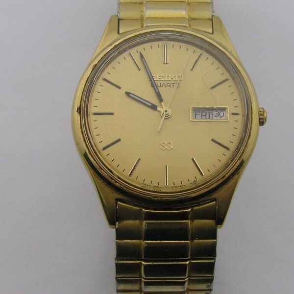Vintage Seiko SQ Quartz Watch Gold Tone Day/Date 5Y23-8049 | WatchCharts Marketplace