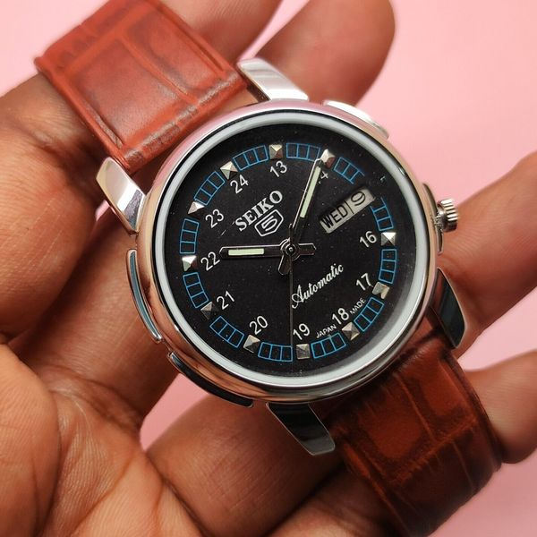 Seiko 5 Automatic Men's Black Steel Dial Day/Date Fantastic Work Watch ...