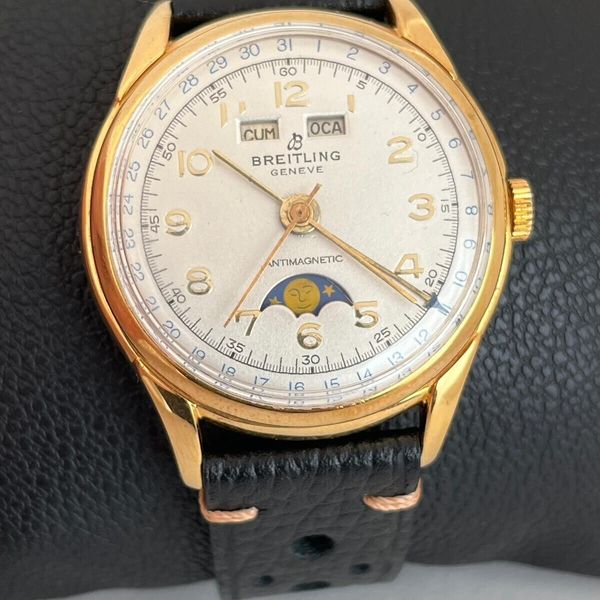 Breitling moonphase triple date Valjoux 90 vintage wristwatch ...