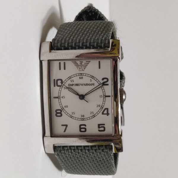 Emporio Armani Mens Watch Tank Classic Rectangular Quartz White Dial ...