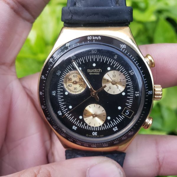 RARE SWATCH IRONY CHRONOGRAPH JAMES BOND 007 GOLDFINGER MEN'S WRISTWATCH | WatchCharts Marketplace