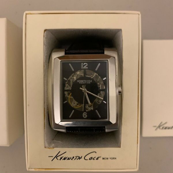 Kenneth Cole Reaction Men's Black Leather Automatic Watch U54-07 KC1453 ...