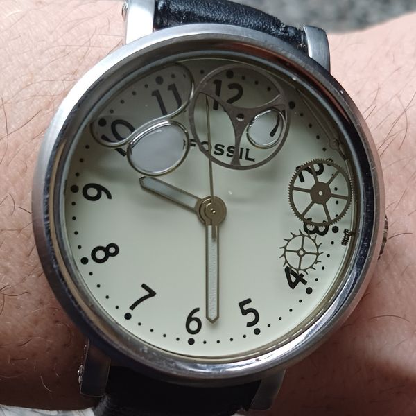 Rare Fossil Water Dial Watch JR-9950 Floating Gears 40mm, New Battery ...